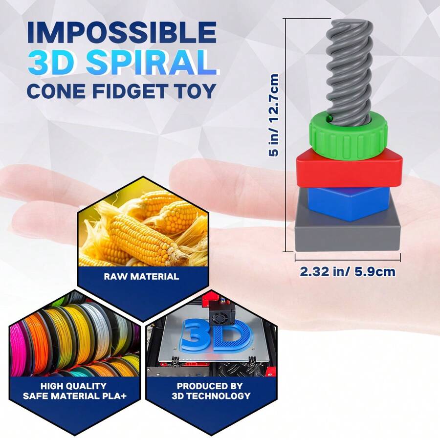 1-Pack Impossible Passthrough Spiral Cone Fidget Toy, Impossible ...