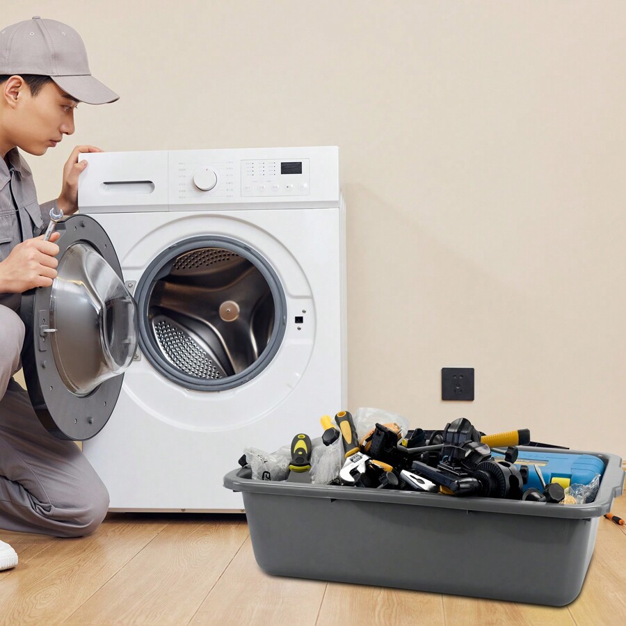 Leendines 4 Pack 32 Liter Large Plastic Bus Trays, Commercial Bus Tubs ...