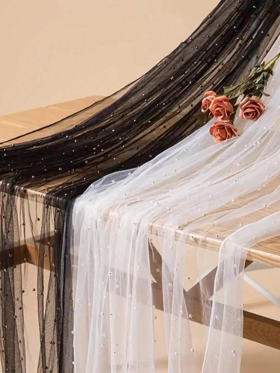1pc Pearl Tulle Lace Tablecloth Wedding Party Outdoor Decorative ...