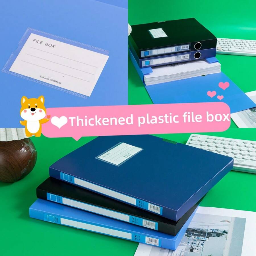 3pcs/Set A4 Colored Thick Folding File Folders Box, Customized Plastic ...