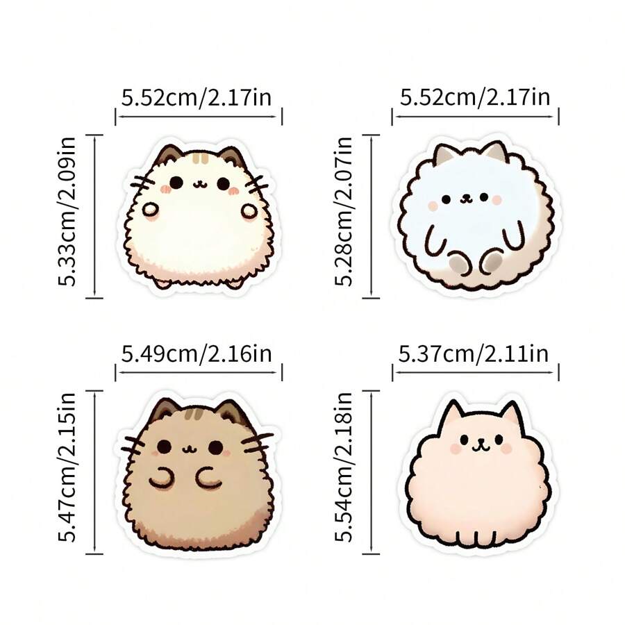 50Pcs Cute Simplified Cat Stickers | Vinyl Aesthetics Stickers For ...