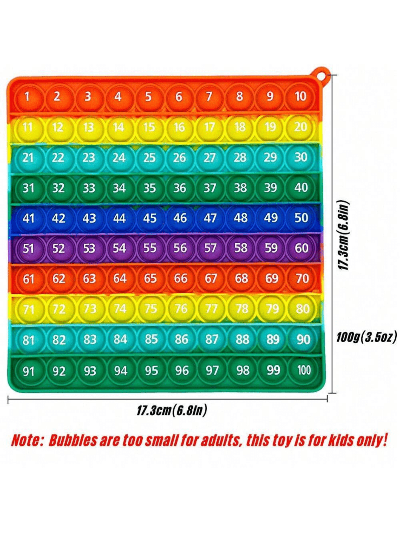 Rainbow 1-100 Numbers Pop Fidget Toys, Math Counting Games Learning ...