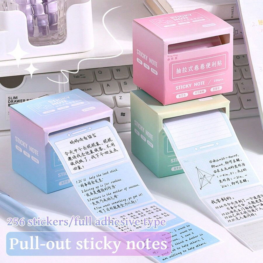 Kawaii Pull-Out Sticky Notes With Fluorescent Markers, High-Looking ...