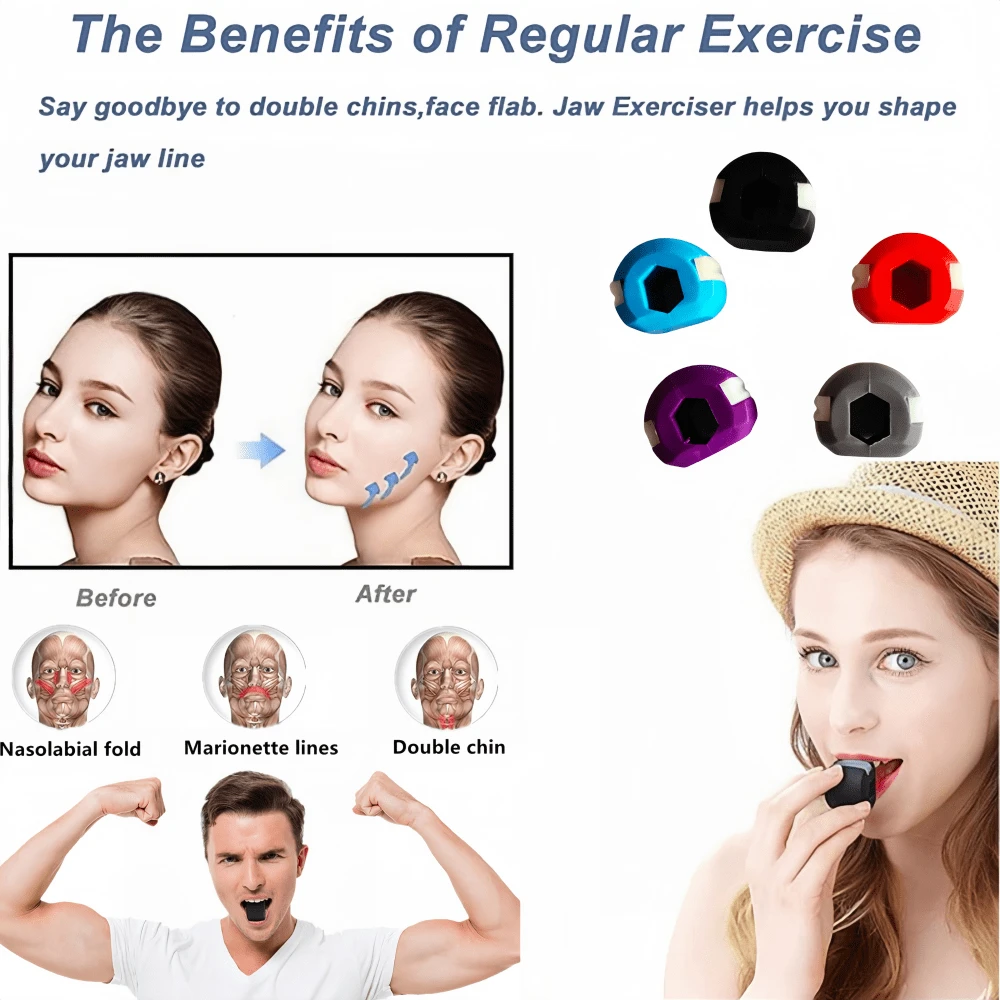 3pcs Silicone Jaw Muscle Trainer Set [Trainer + Storage Box + Necklace ...