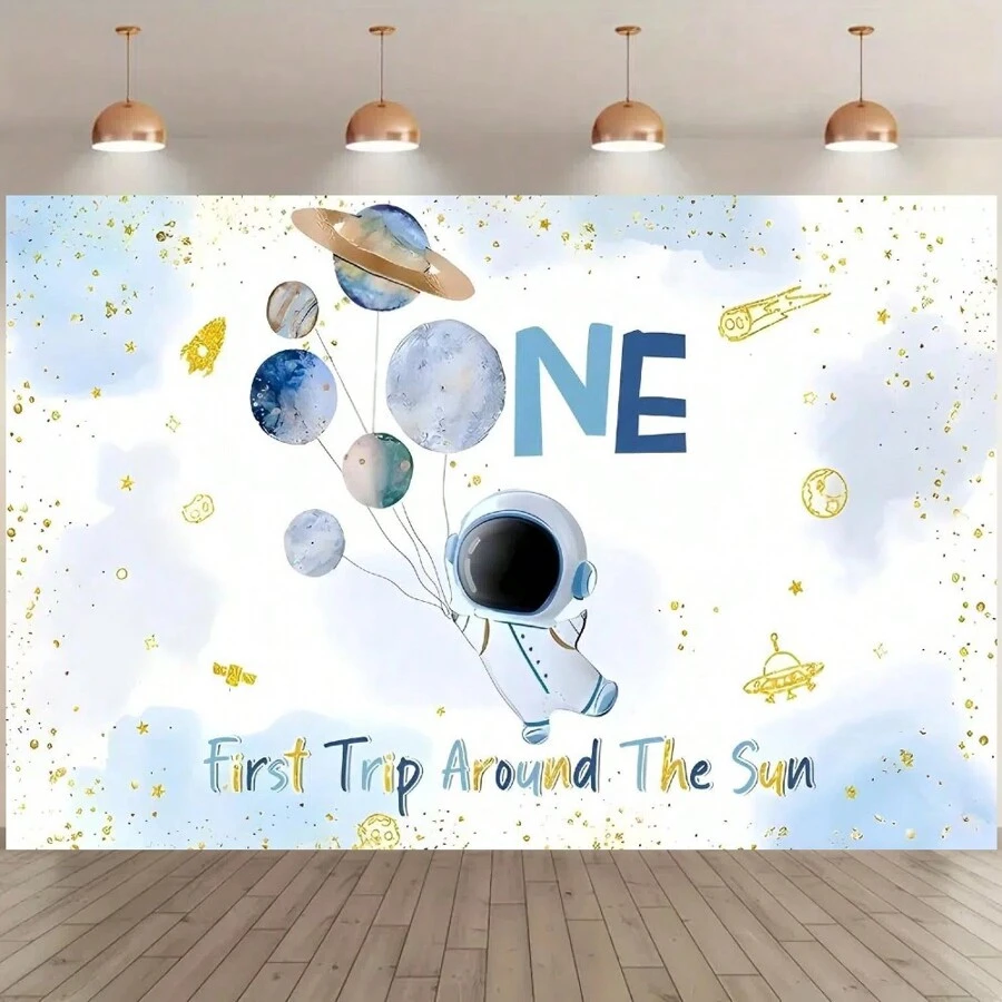 1pc Galaxy Theme Party Background Cloth, Polyester Outer Space ...
