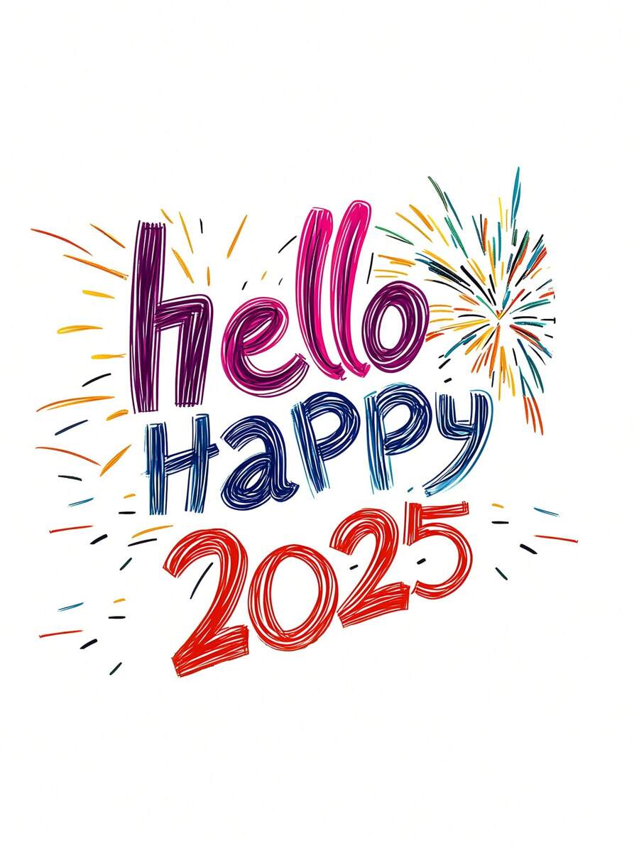 Autocollants muraux "Bonne année 2025 Feux d'artifice" pour vitre ...