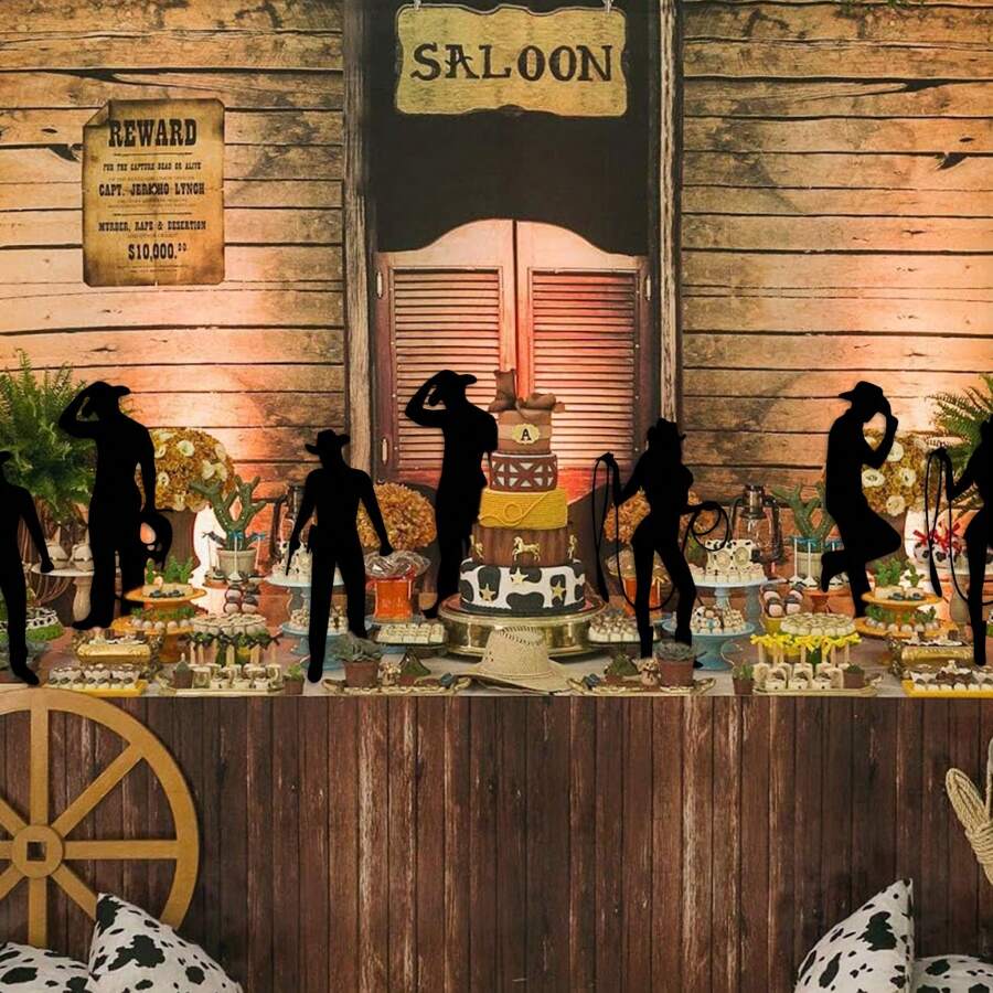 12 Pieces Cowboy Silhouettes Cowboy Cutouts Western Theme Party ...