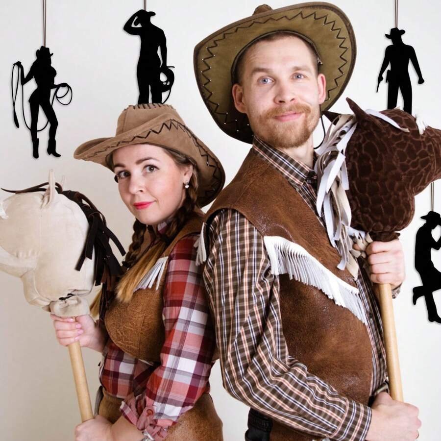 12 Pieces Cowboy Silhouettes Cowboy Cutouts Western Theme Party ...