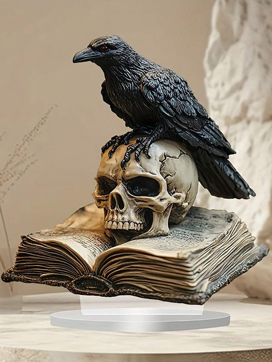 1 Piece, Gothic Crow Skull 2D DIY Flat Acrylic Desktop Decoration ...