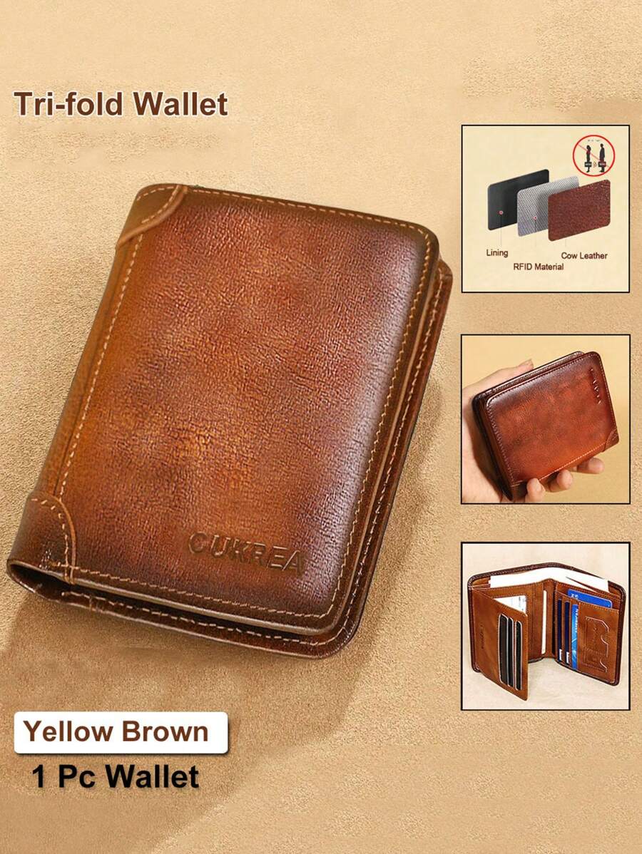 2 ID Windows Trifold Genuine RFID Blocking Wallets For Men Top Layer ...