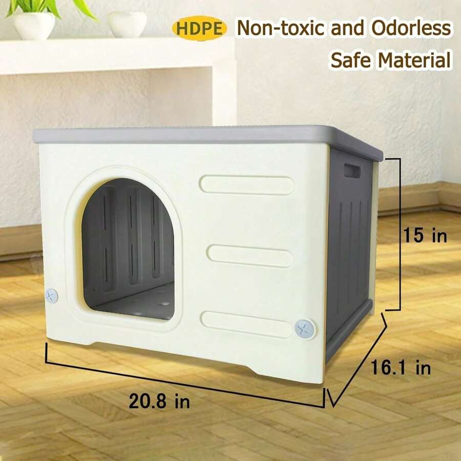 Plastic Outdoor Cat House Weatherproof Indoor Sturdy Feral Cat Shelter ...