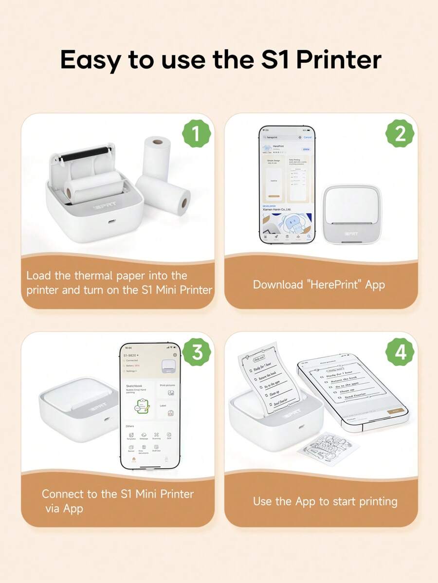 iDPRT IDPRT Mini Printer With 1 Roll Sticker Paper, Portable Sticker ...