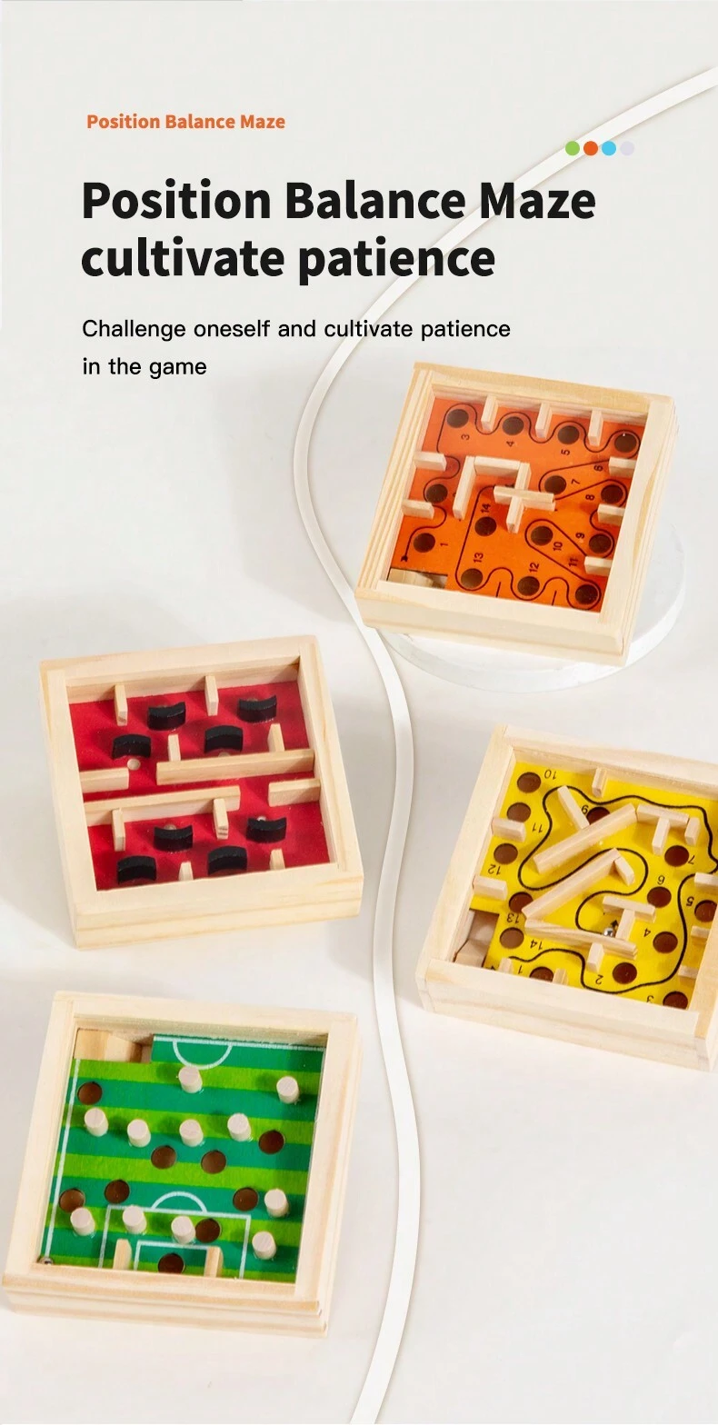 Wooden Palm-Sized Stress Relief Balance Rolling Bead Maze Portable ...