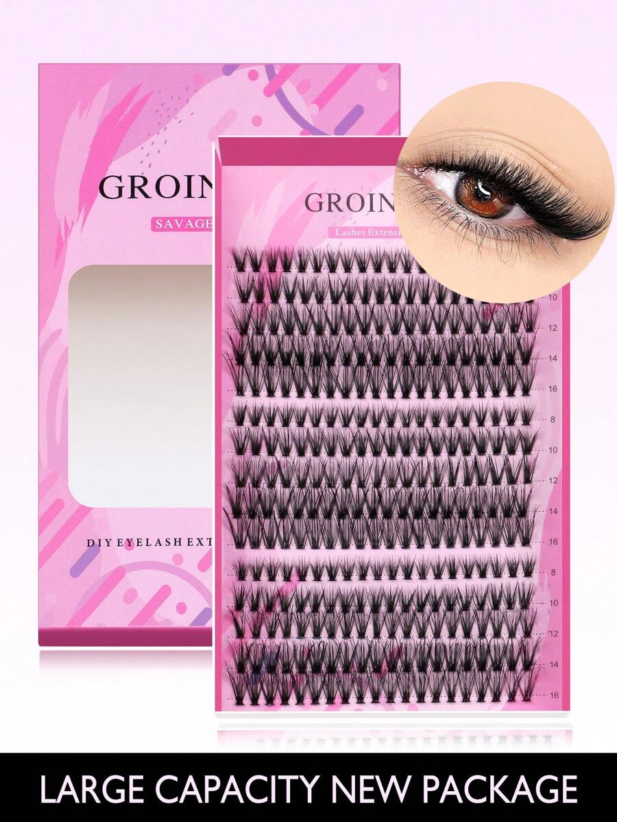 GROINNEYA 15 Rows 300 Clusters C Cur Wispy Individual Lashes 6-18mm Mix ...