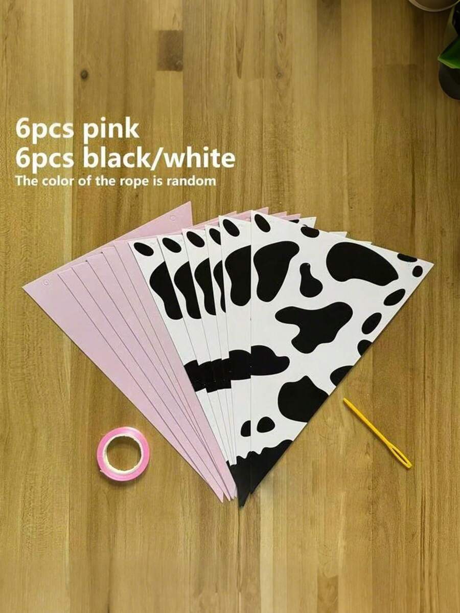 1set/12pcs Pennant Cow Print Pennant Banners, Cow Print Pennant Banner ...