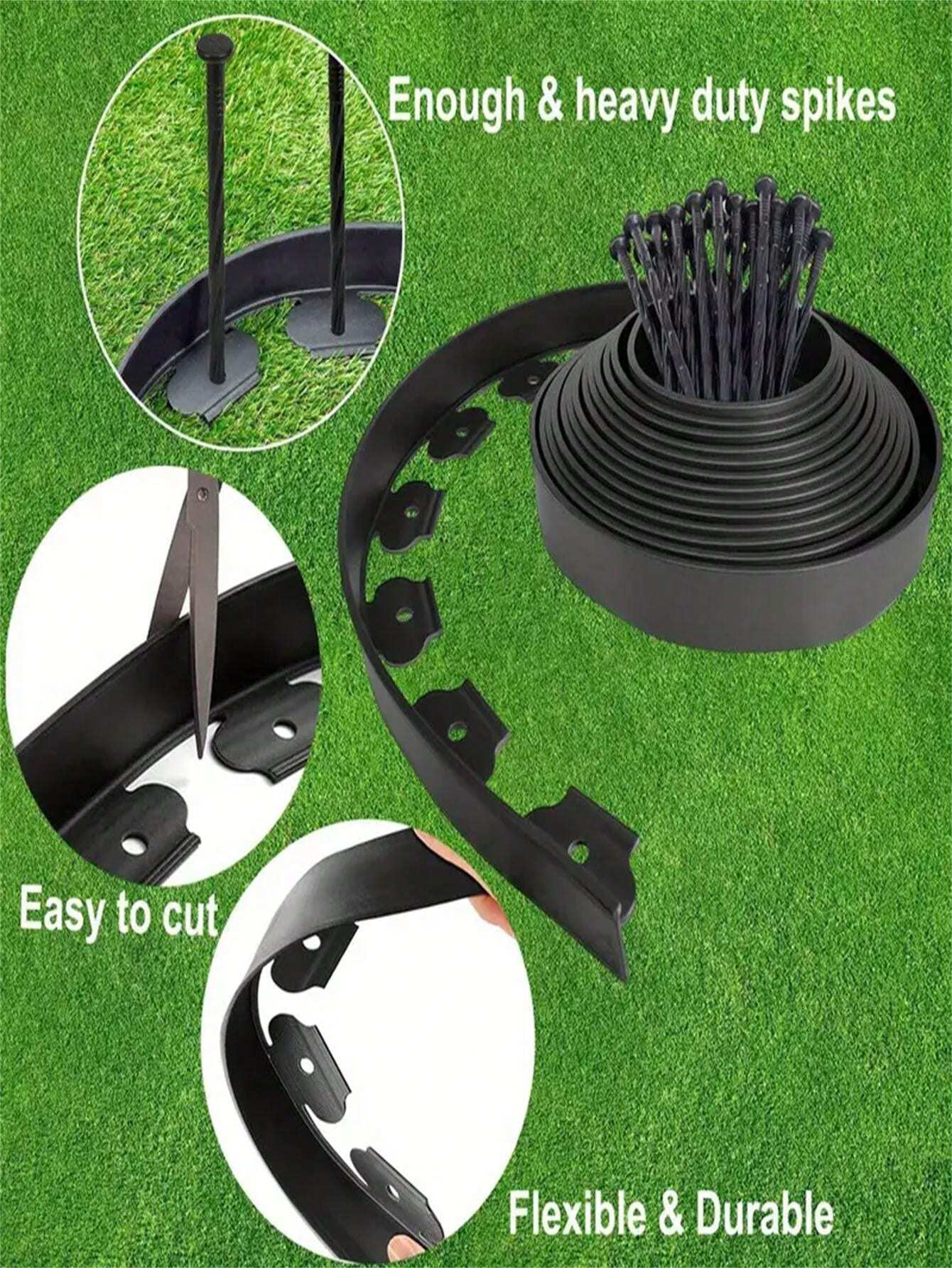 Landscape Edge Border Kit, 16.4 Feet Heavy Duty Plastic Garden Lawn ...