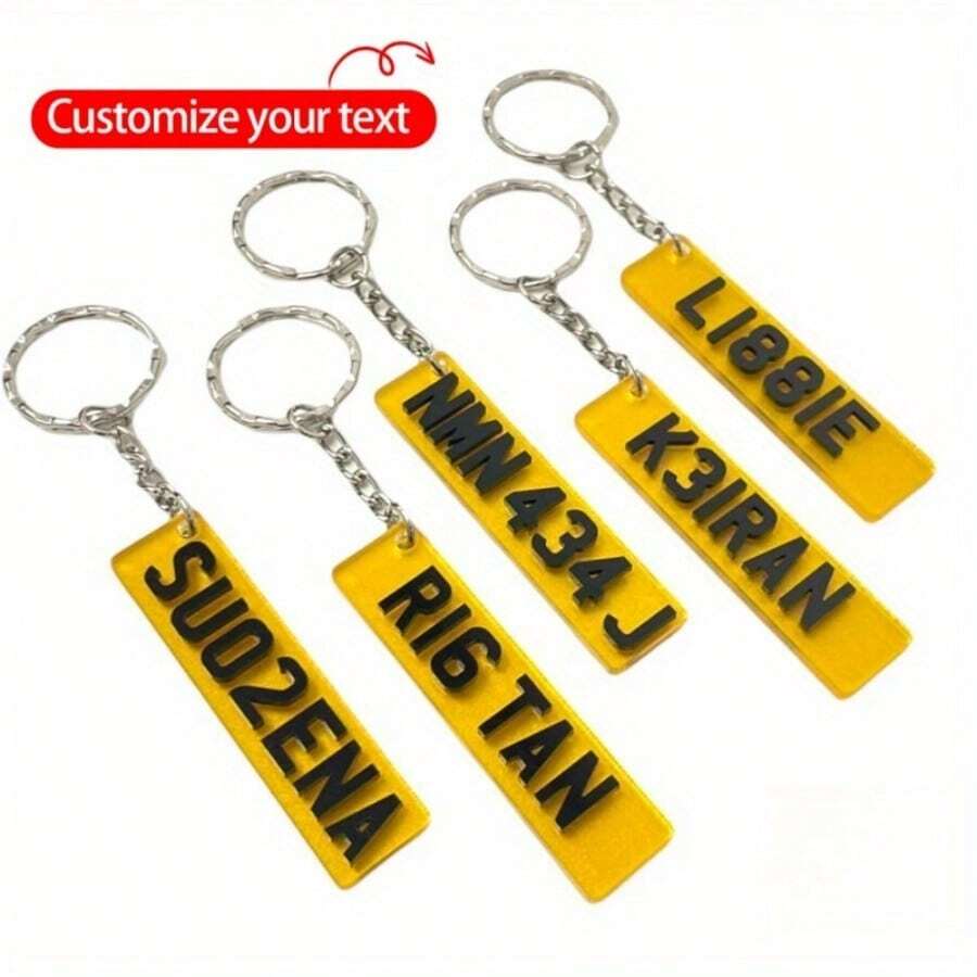 1PC Custom Acrylic Keychain, Personalized License Plate Keyring ...