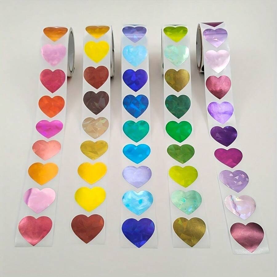 1000 Pieces Of 1-Inch Holographic Color Heart Stickers For Rewards ...