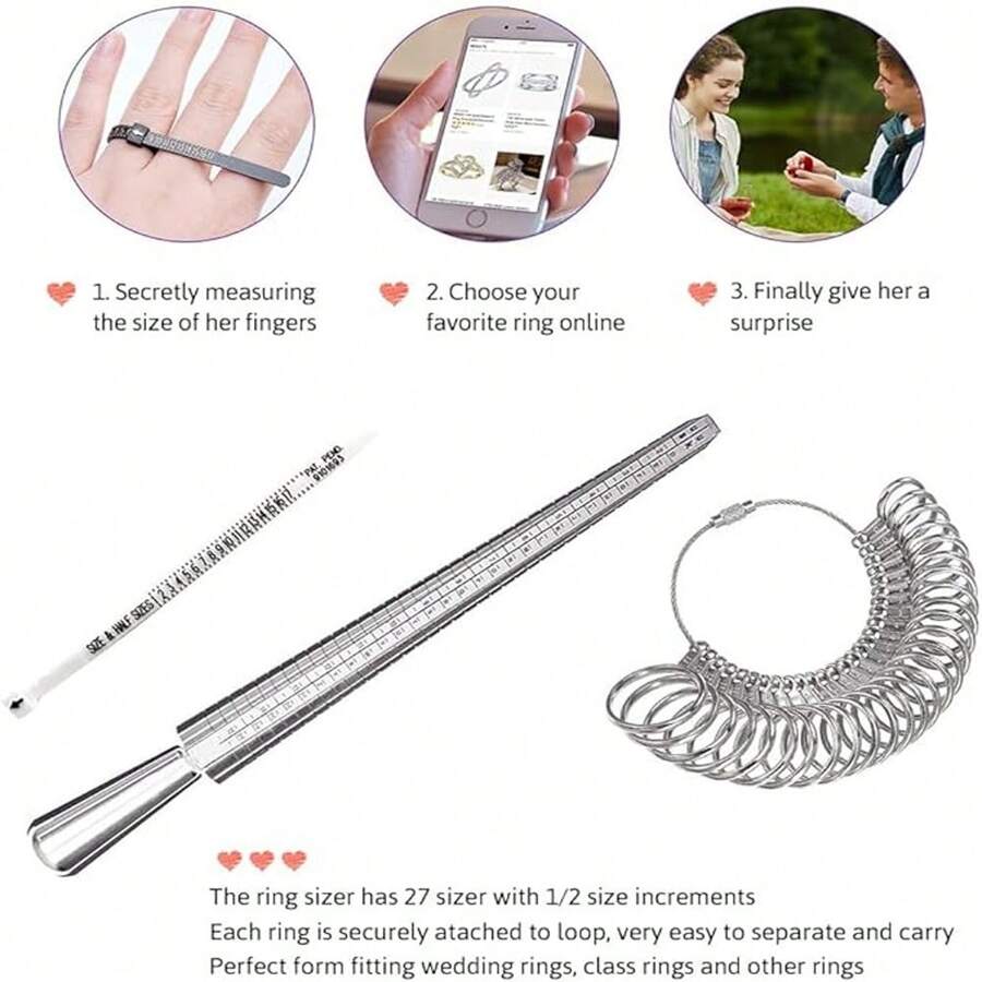 3 Counts Ring Size Measurement Tool Kit, Convenient And Durable For ...