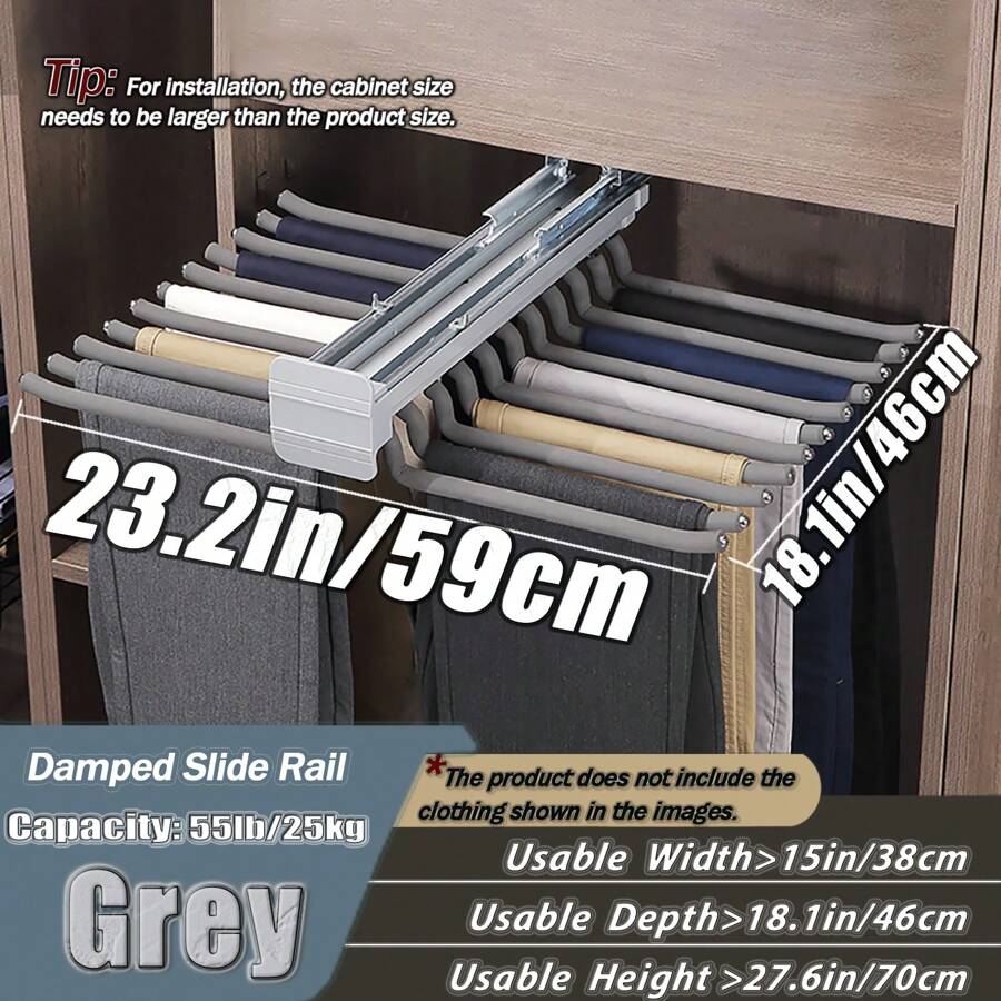 22-Arm Extendable Trouser Rack With Damping Drawer Rails, Clothes ...