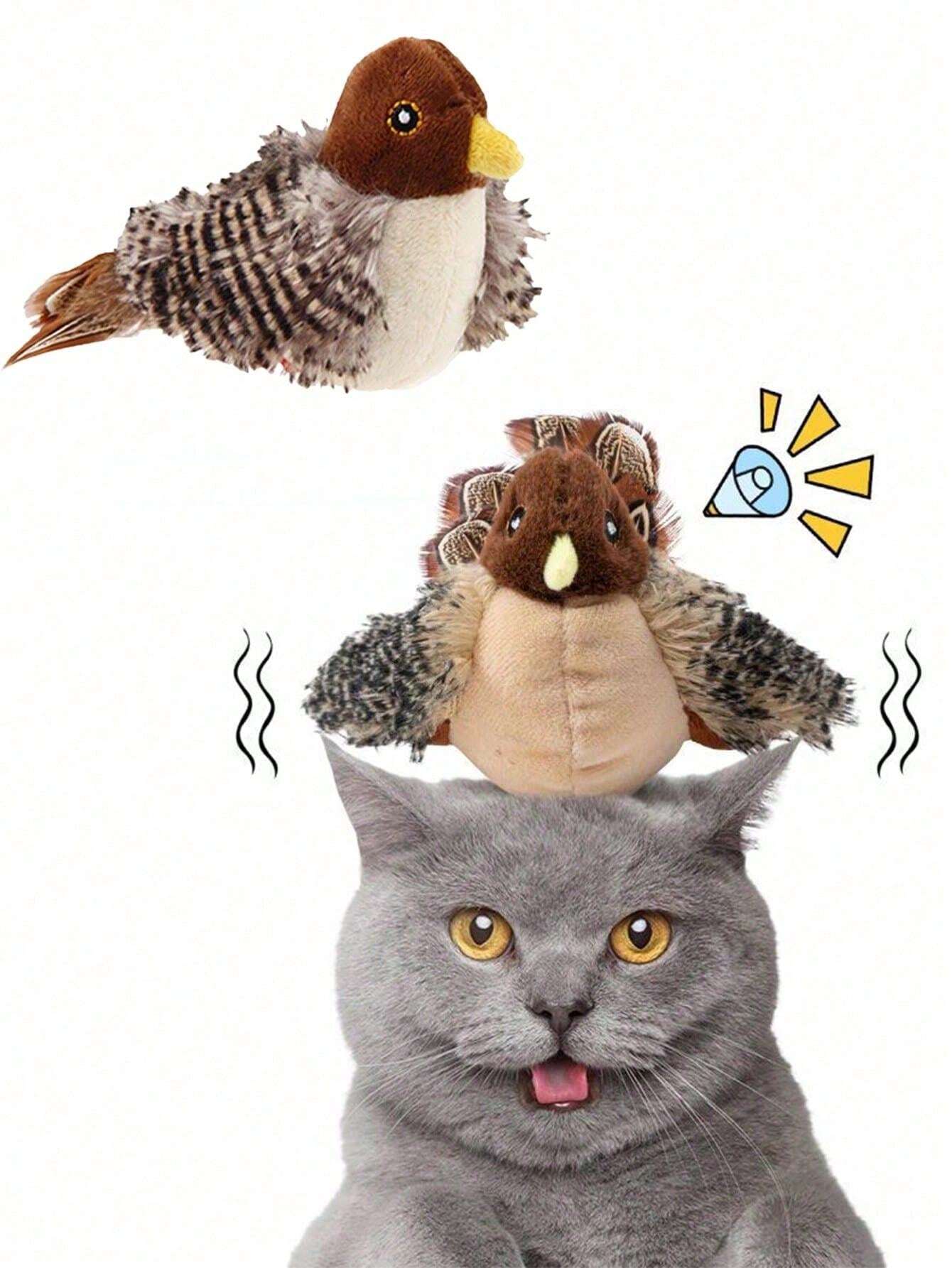 Motion Activated Sound Cat Toys, Plush Simulated Bird, Hedgehog, Water ...
