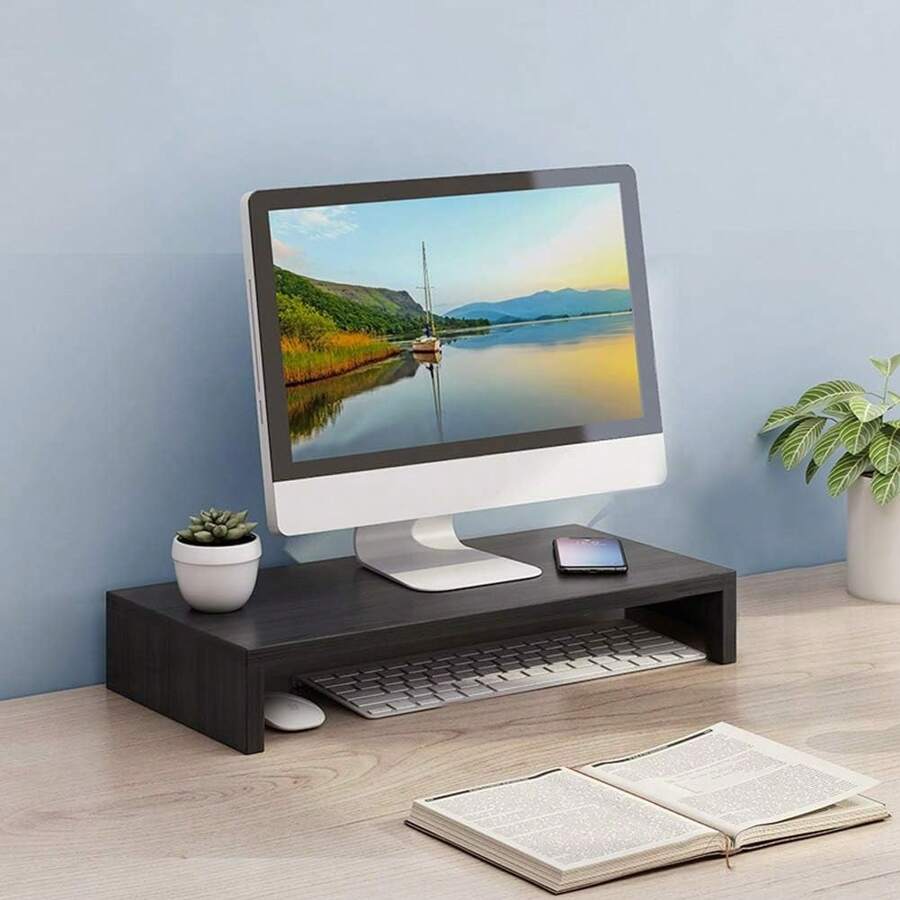 Wood Computer Monitor Stand, Sturdy MDF Material, Ergonomic Design ...