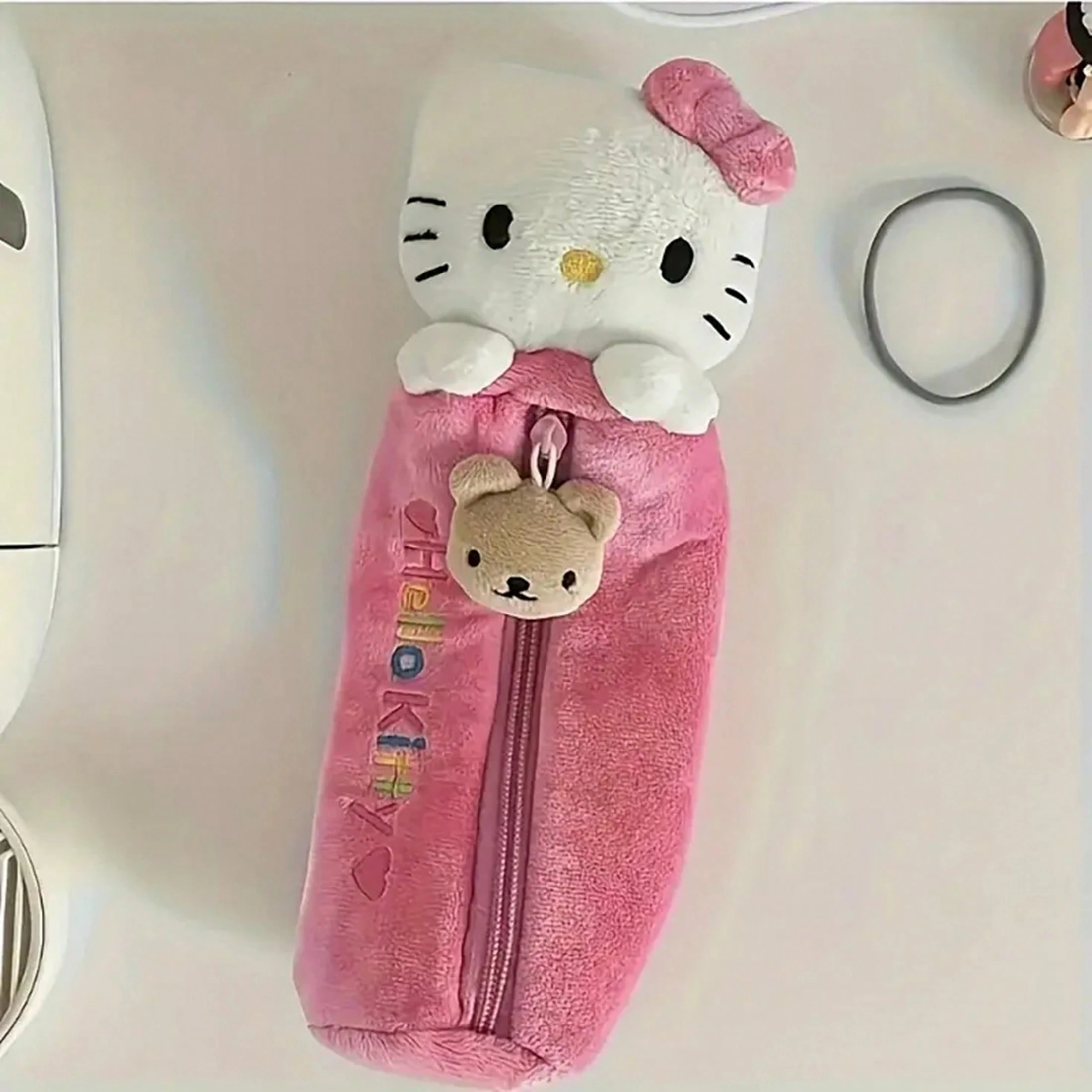 Sanrio 1ชิ้น กล่องดินสอ Hello Kitty น่ารัก ปักลาย Ins สไตล์การ์ตูนสาว ...