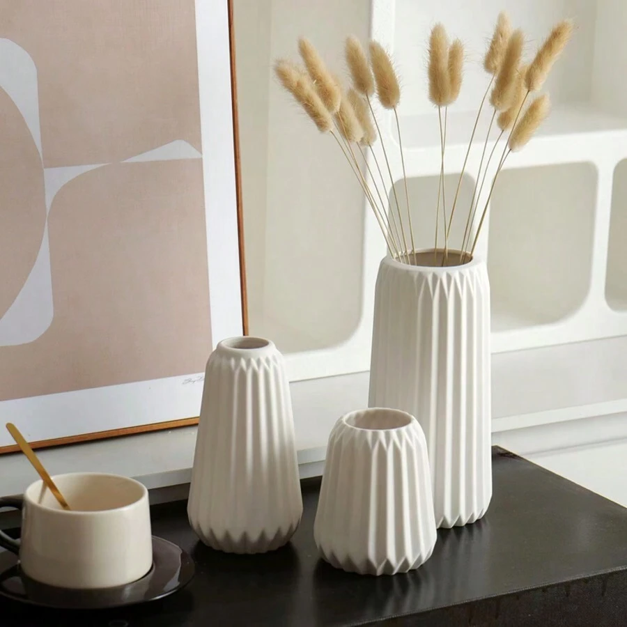 1pc White Ceramic Vase, GUKJOB Flower Vase Ceramic Vase For Flowers ...