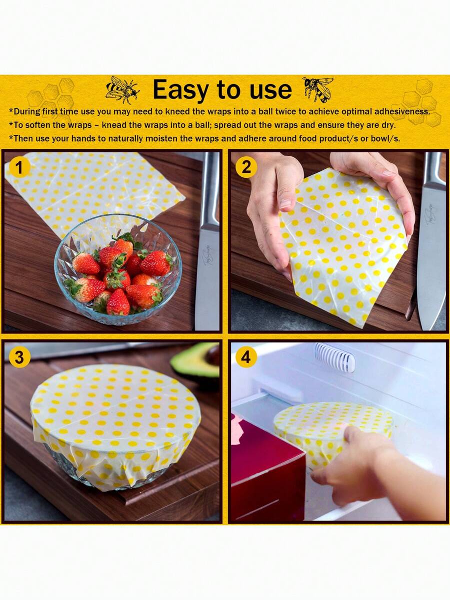 1pc-FDA Certified Edible Beeswax Packaging Cloth.Beeswax Wrap.Reusable Beeswax Food Wrap.Organic ...