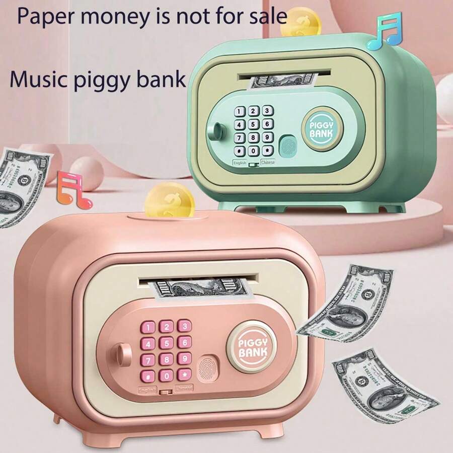 Cartoon Piggy Bank Automatic Roll Coin Large Capacity Safe Fingerprint ...