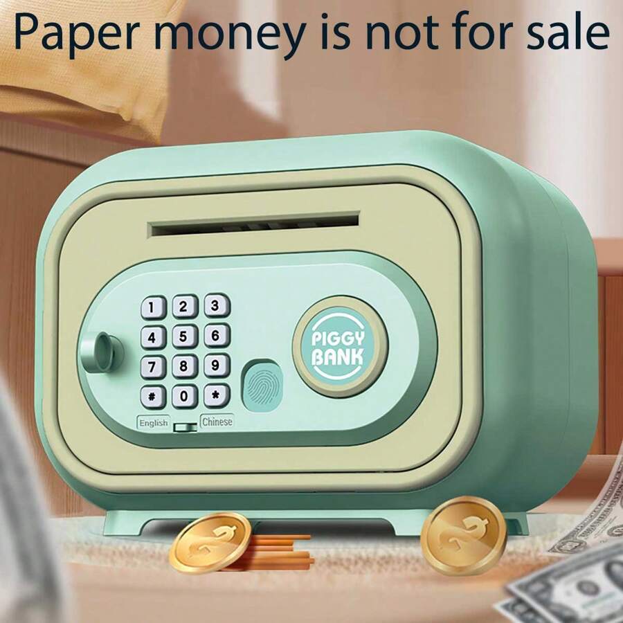 Cartoon Piggy Bank Automatic Roll Coin Large Capacity Safe Fingerprint ...