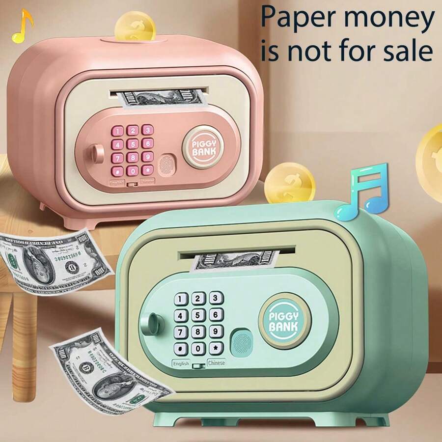 Cartoon Piggy Bank Automatic Roll Coin Large Capacity Safe Fingerprint ...