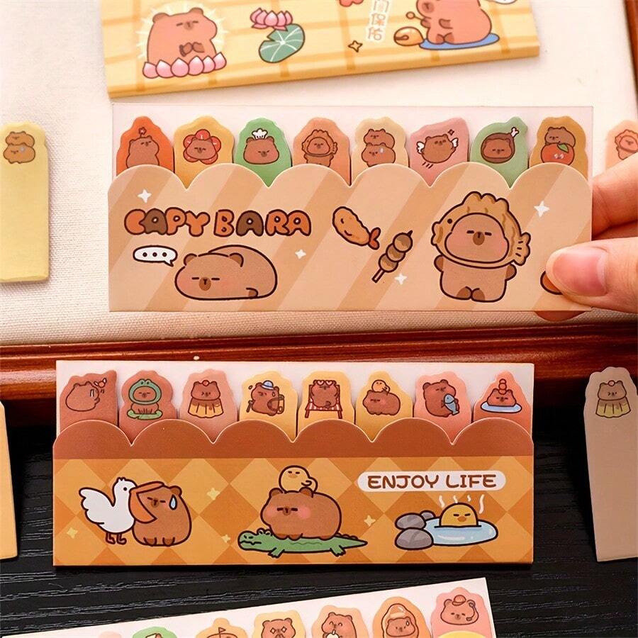 120pcs Cute Capybara Sticky Notes Set - Cartoon Animal Index Labels For ...