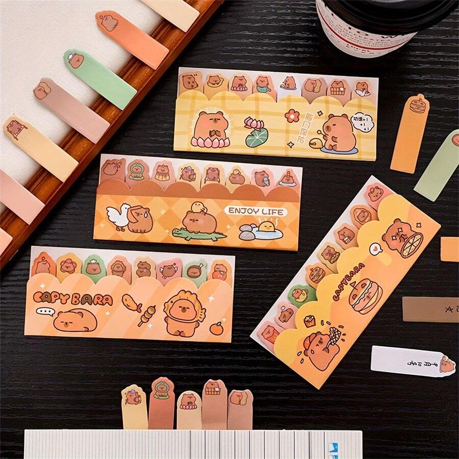 120pcs Cute Capybara Sticky Notes Set - Cartoon Animal Index Labels For ...