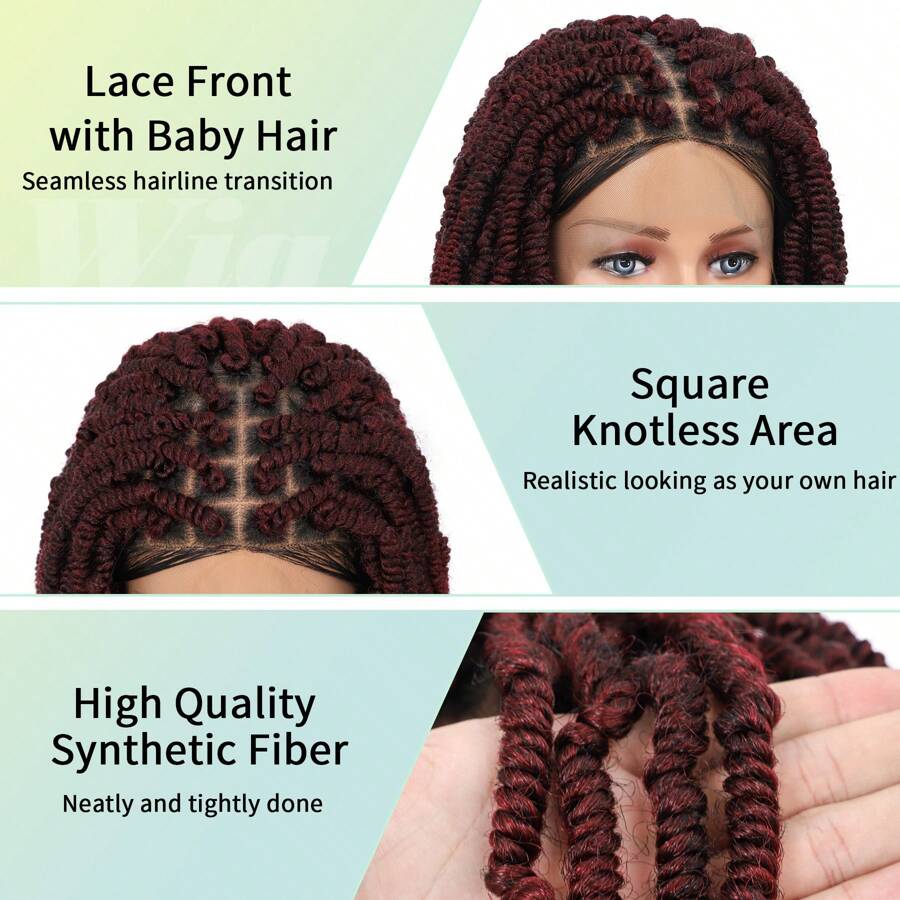 Full Double Lace Braided Wigs Knotless Spring Twisted Braids Wigs ...