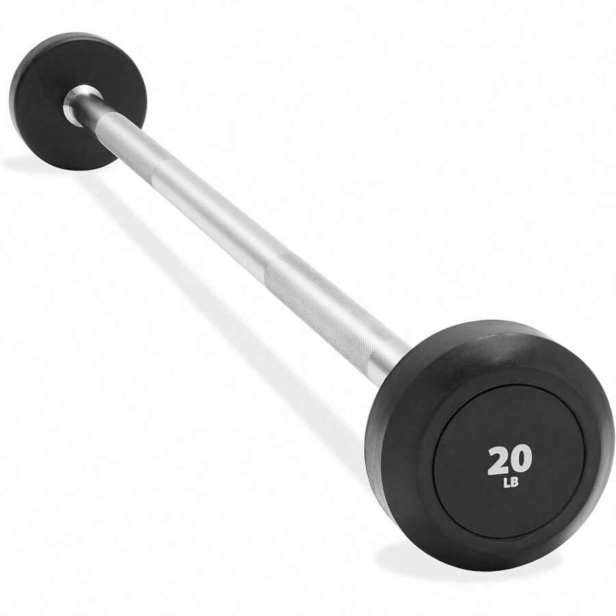 Rubber Fixed Barbell, Pre-Loaded Weight Straight Bar For Strength ...