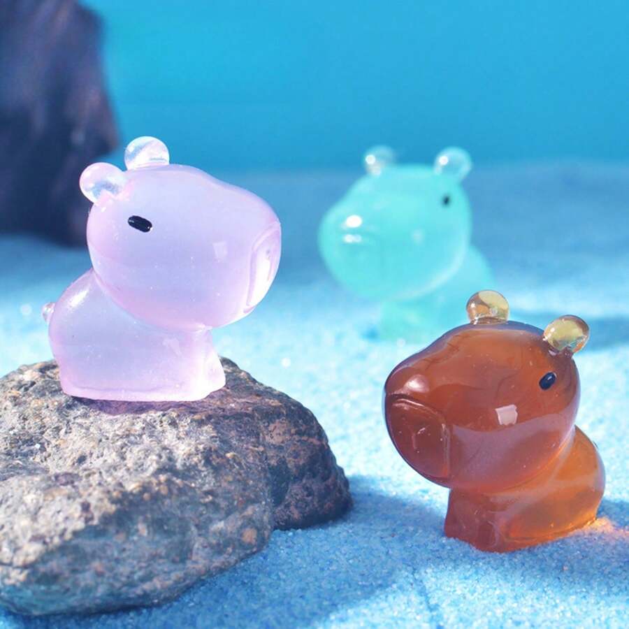 6/12pcs Miniature Capybara Ornament, Mini Capybara Resin Charms Glow In The Dark Little Capybara ...