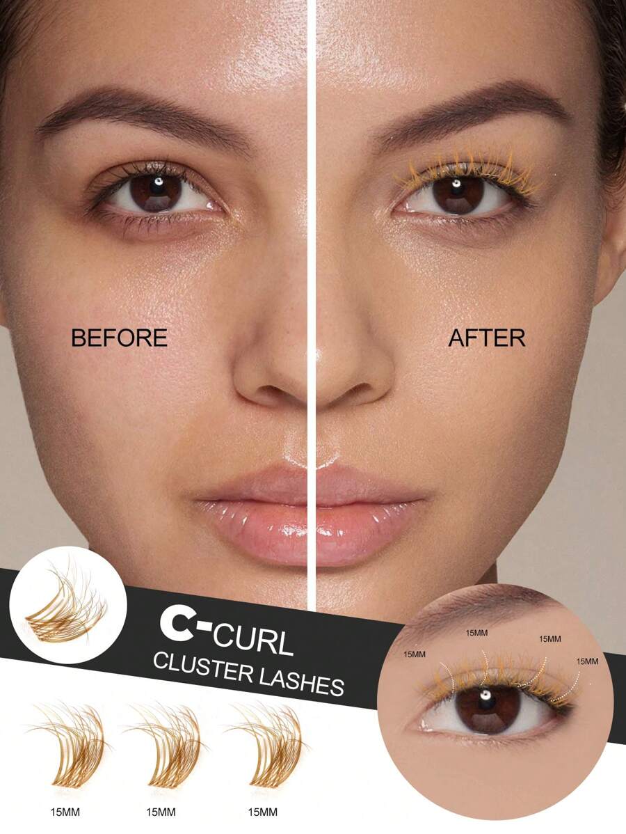 GROINNEYA 12 rijen 120 clusters C-krul Bruin gekleurde wimpers Cluster ...