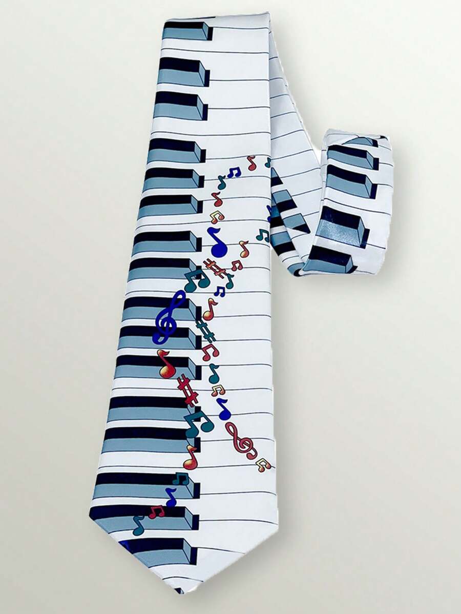 Men's 8cm Piano Keyboard & Music Notes Necktie, Fashion Tie For Dress ...