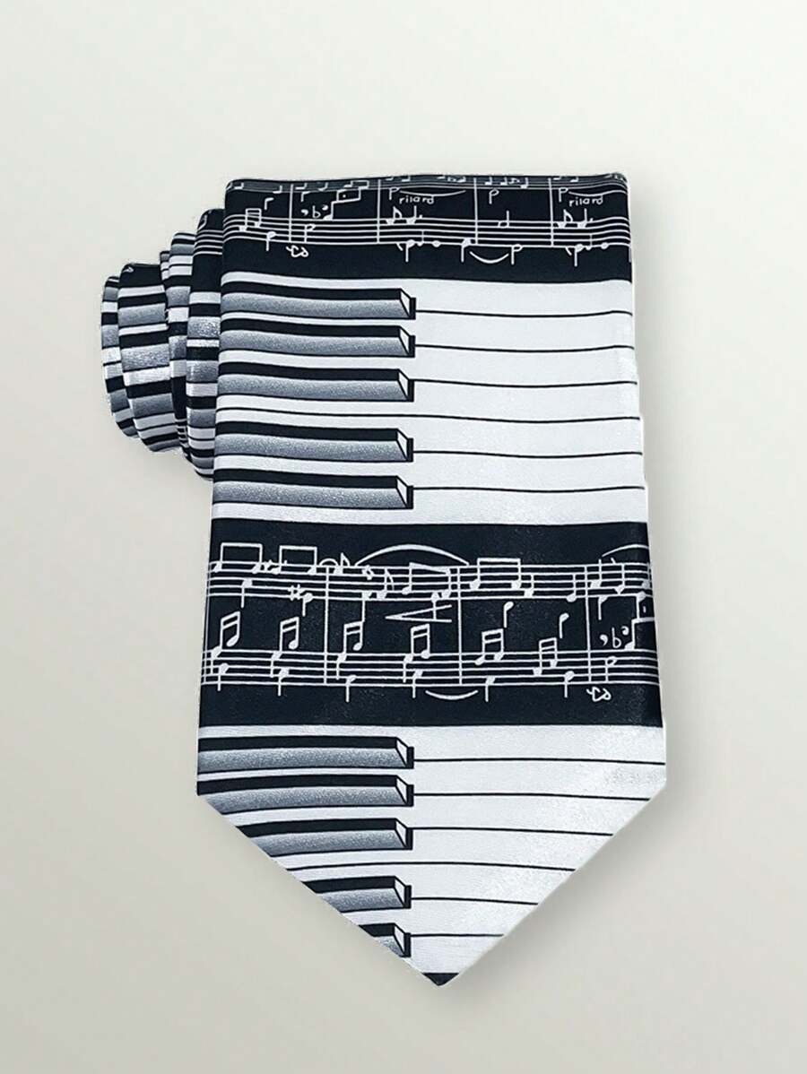 Men's 8cm Piano Keyboard & Music Notes Necktie, Fashion Tie For Dress ...