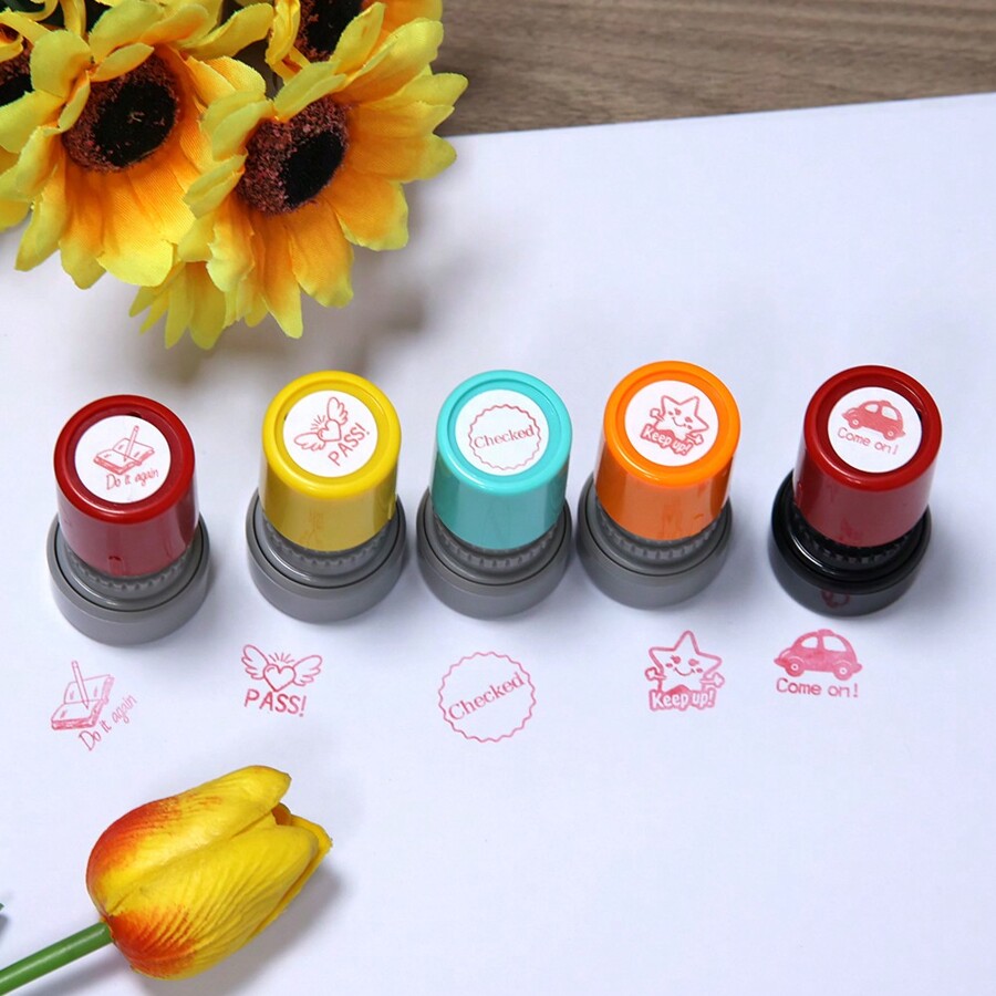 5-Piece Set Of Teacher's Evaluation Stamps With Automatic Ink - Photo ...