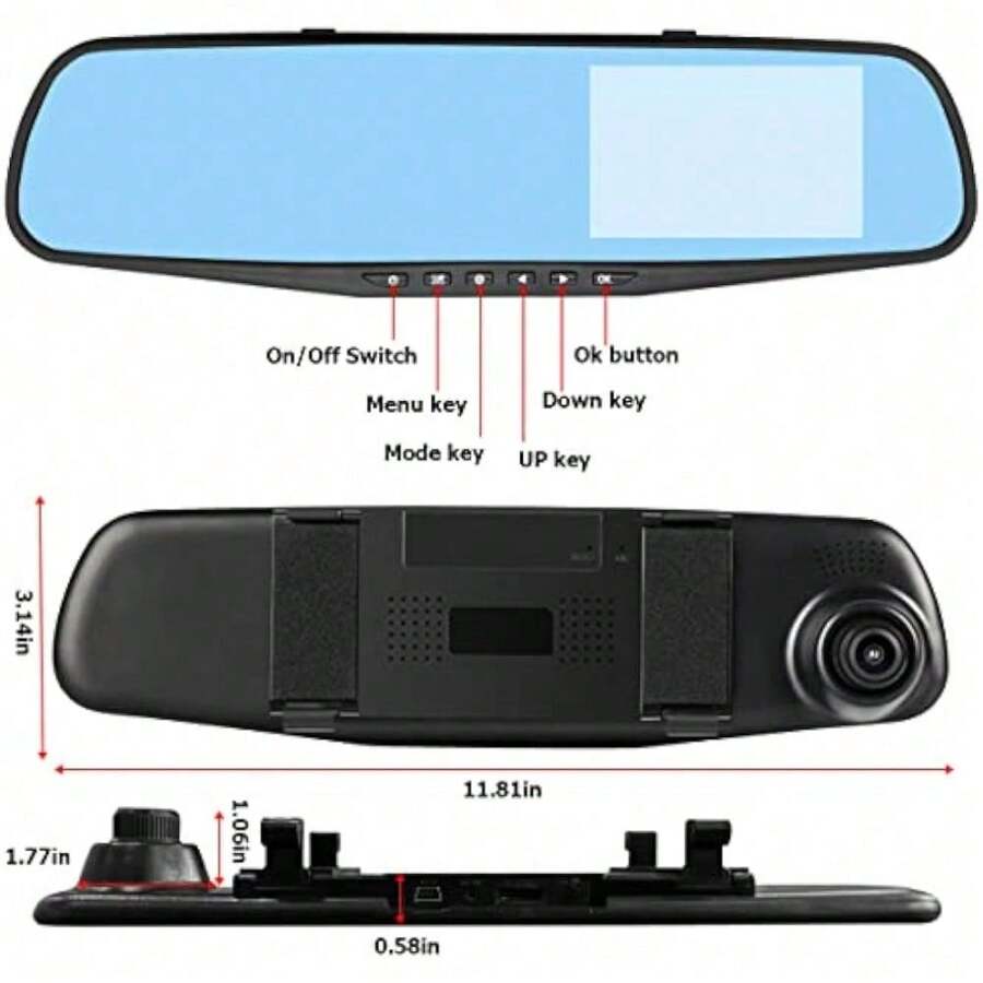 Rear View Mirror Recorder Dual Dash Cam Vehicle Video Recorder FHD ...