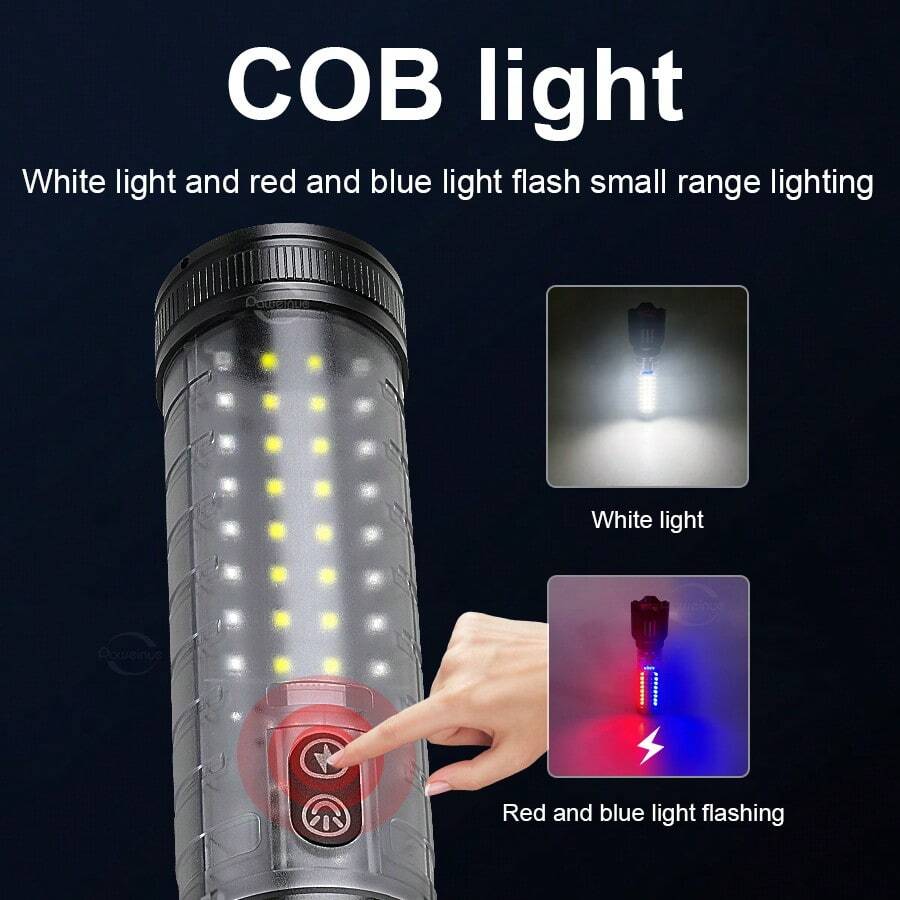 Super Bright LED Flashlight Fluorescence Design Long Range Zoomable ...