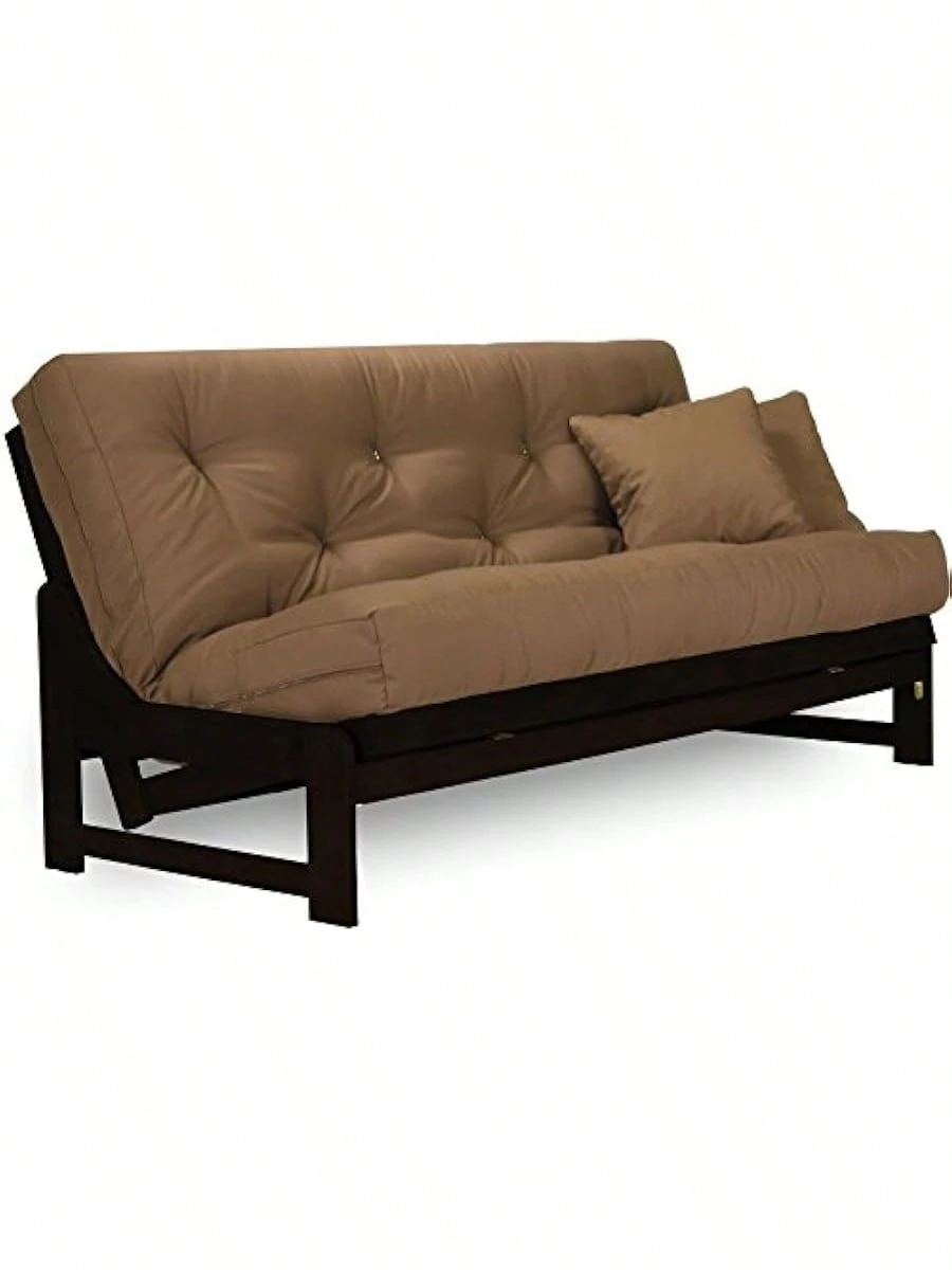 Dark Espresso Futon Set Queen Size Armless Futon Frame With Microfiber ...