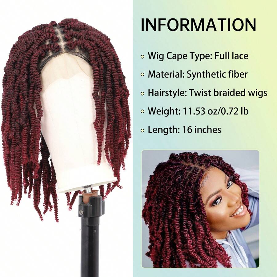 Full Double Lace Braided Wigs Knotless Spring Twisted Braids Wigs ...