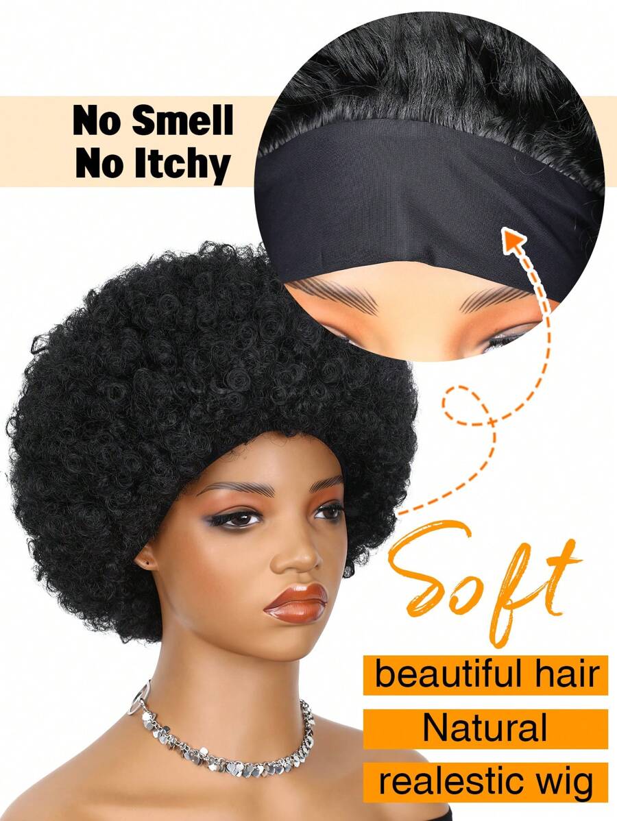 Perruque bandeau afro court boucles afro crépues pour , perruque afro ...