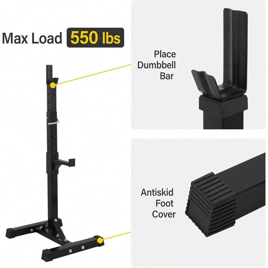 Adjustable Squat Rack Stand, Barbell Rack For Bench Press, Weight ...