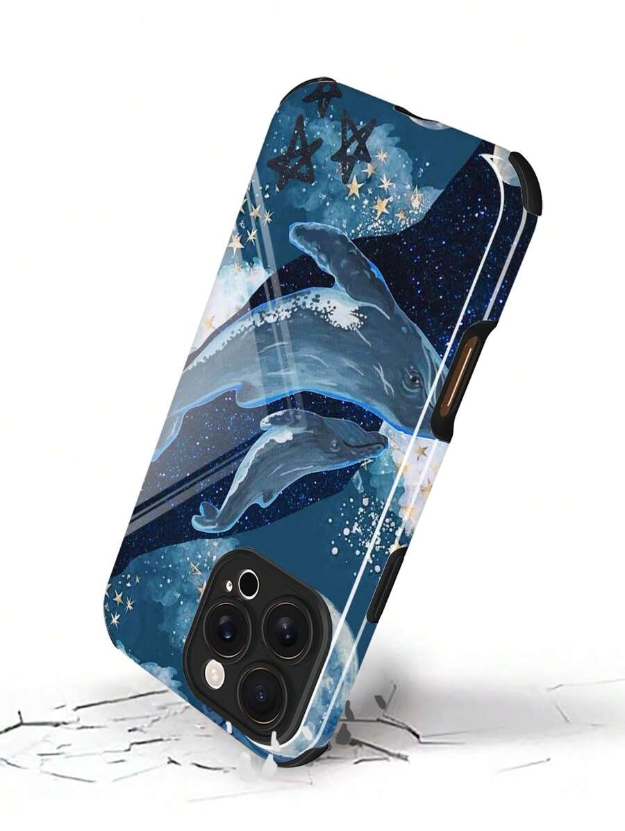 1pc Dolphin Pattern Shock-Proof, Anti-Slip, Soft TPU + Hard PC Dual ...