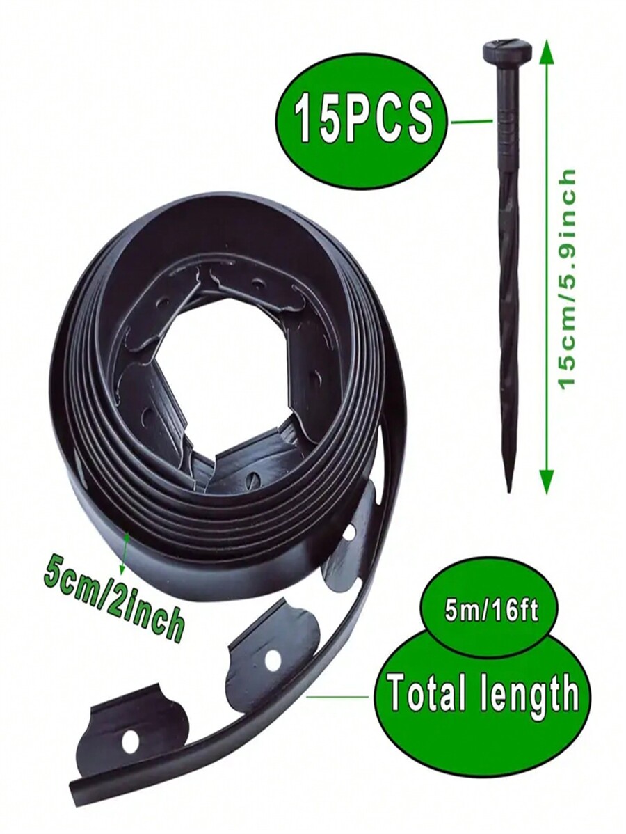 Landscape Edge Border Kit, 16.4 Feet Heavy Duty Plastic Garden Lawn ...