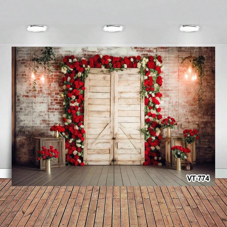 Valentine's Day Backdrop For Photoshoot Red Roses Photography ...